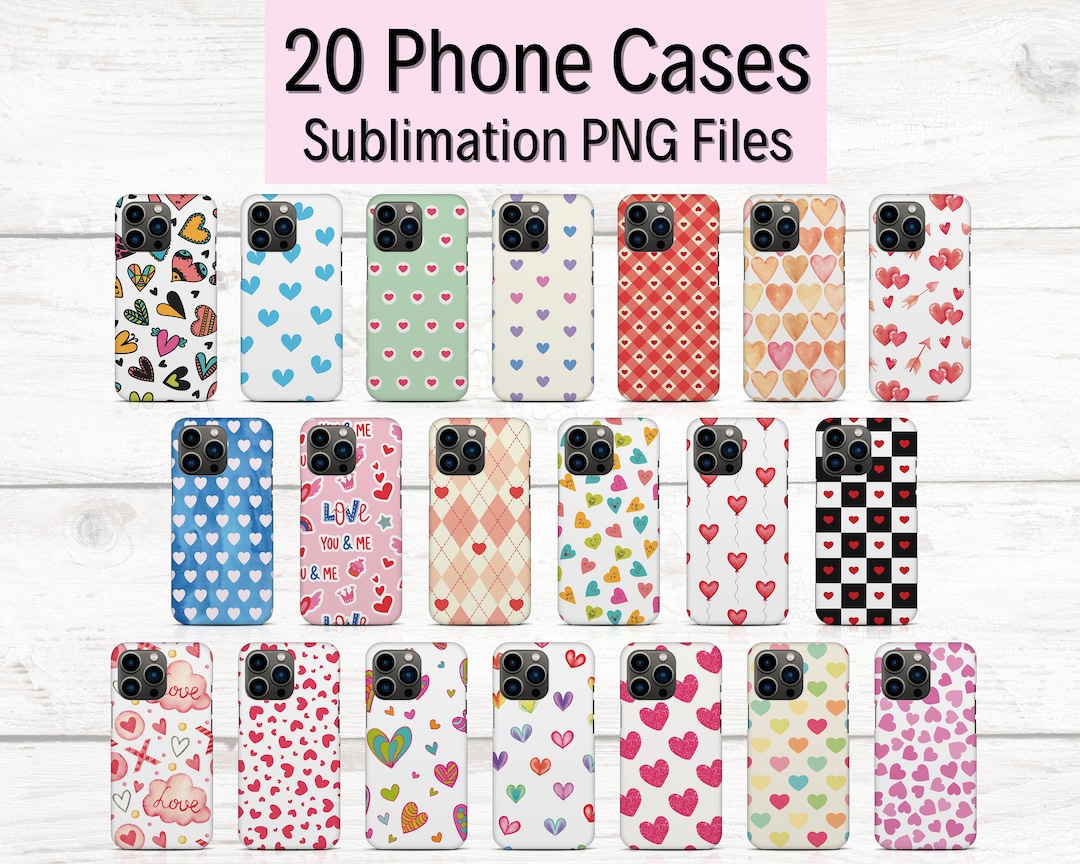 20 Heart Phone Sublimation Designs, Heart Phone Case PNG, Sublimation ...