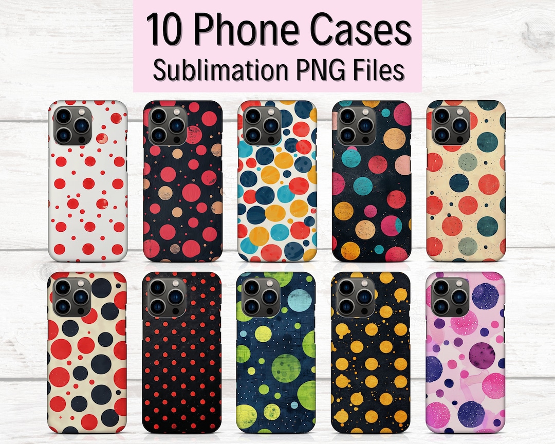 10 Polka Dots Phone Case Bundle, Sublimation Phone Cases Templates ...