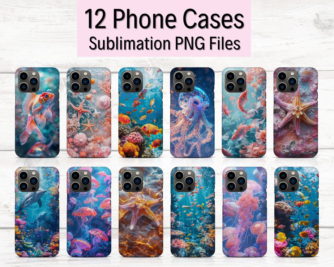 12 Sea Animals Phone Case Bundle Sublimation, Phone Sublimation ...