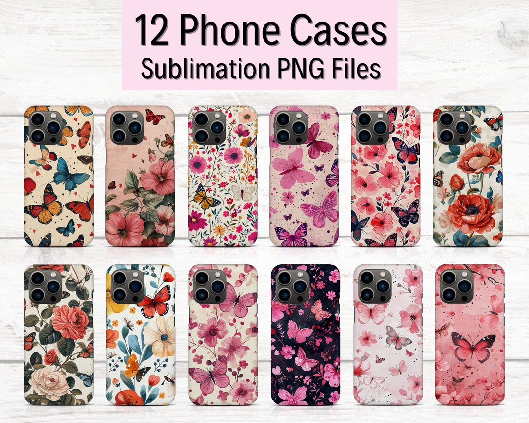 12 Floral Butterflies Phone Cases Sublimation, Custom Designs Phone ...