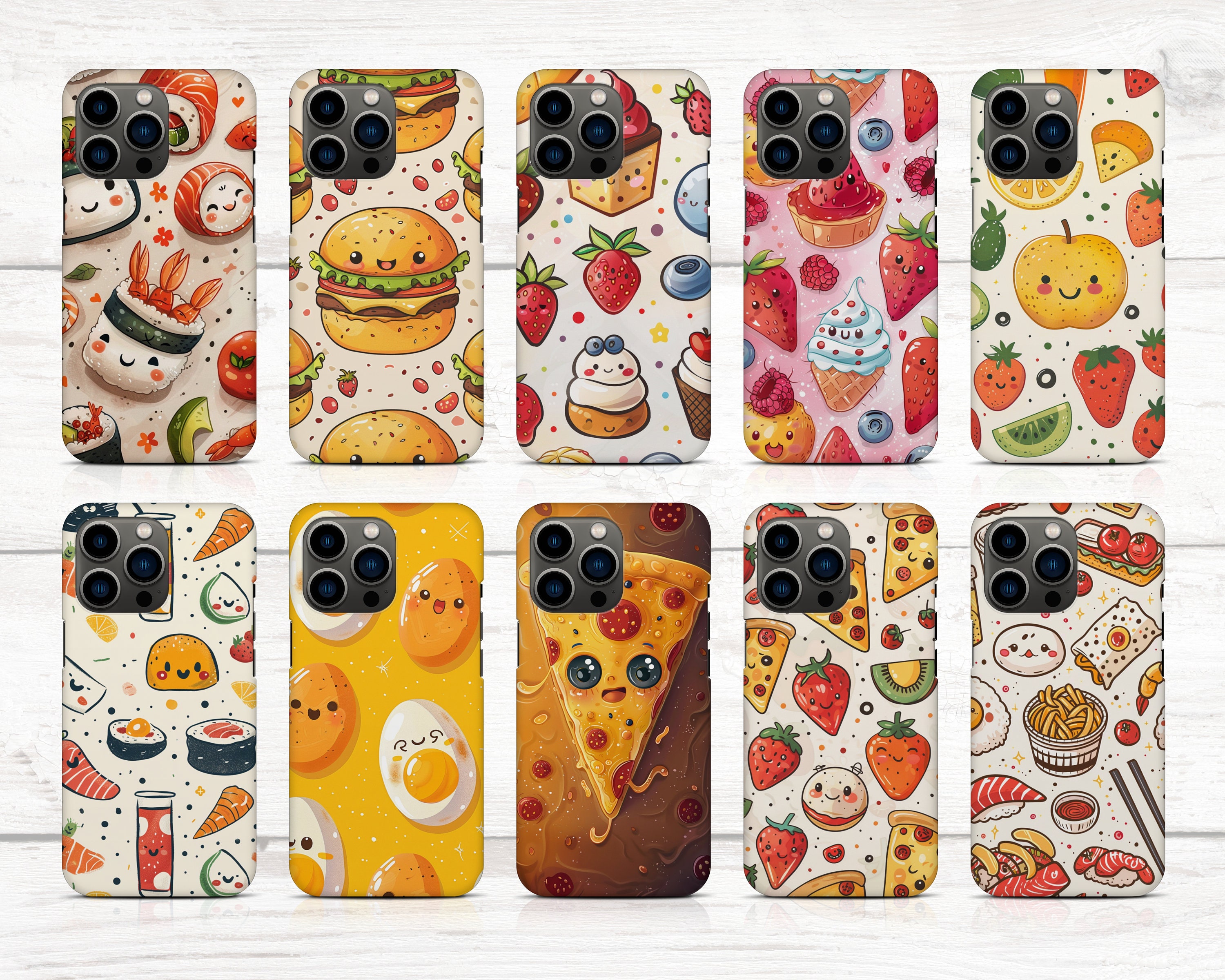 20 Kawaii Food Phone Case PNG Bundle ,phone Designs for Sublimation ...