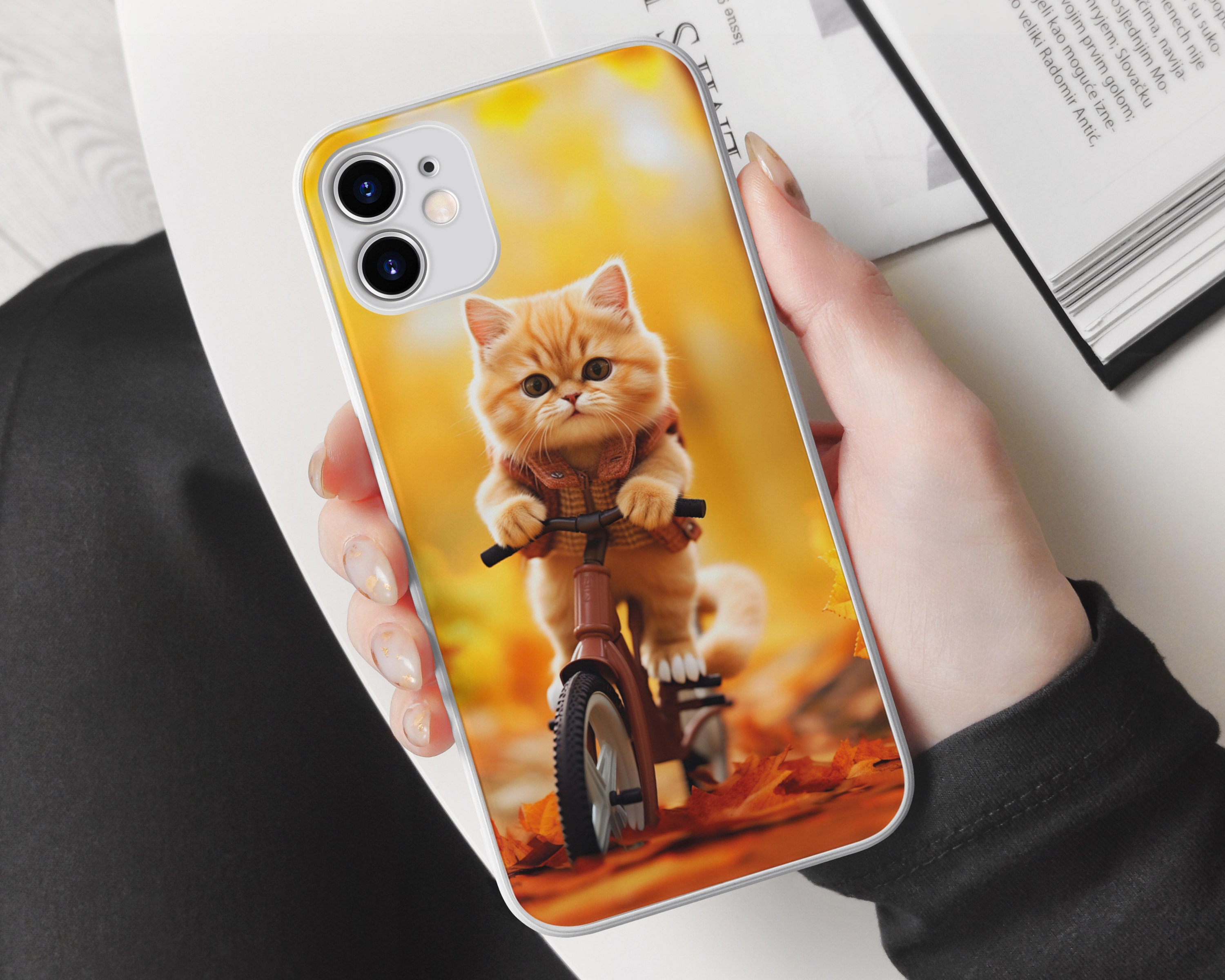 3D Printable Autumn Cat on Bike ,funny Autumn Phone Case, Fall Phone ...