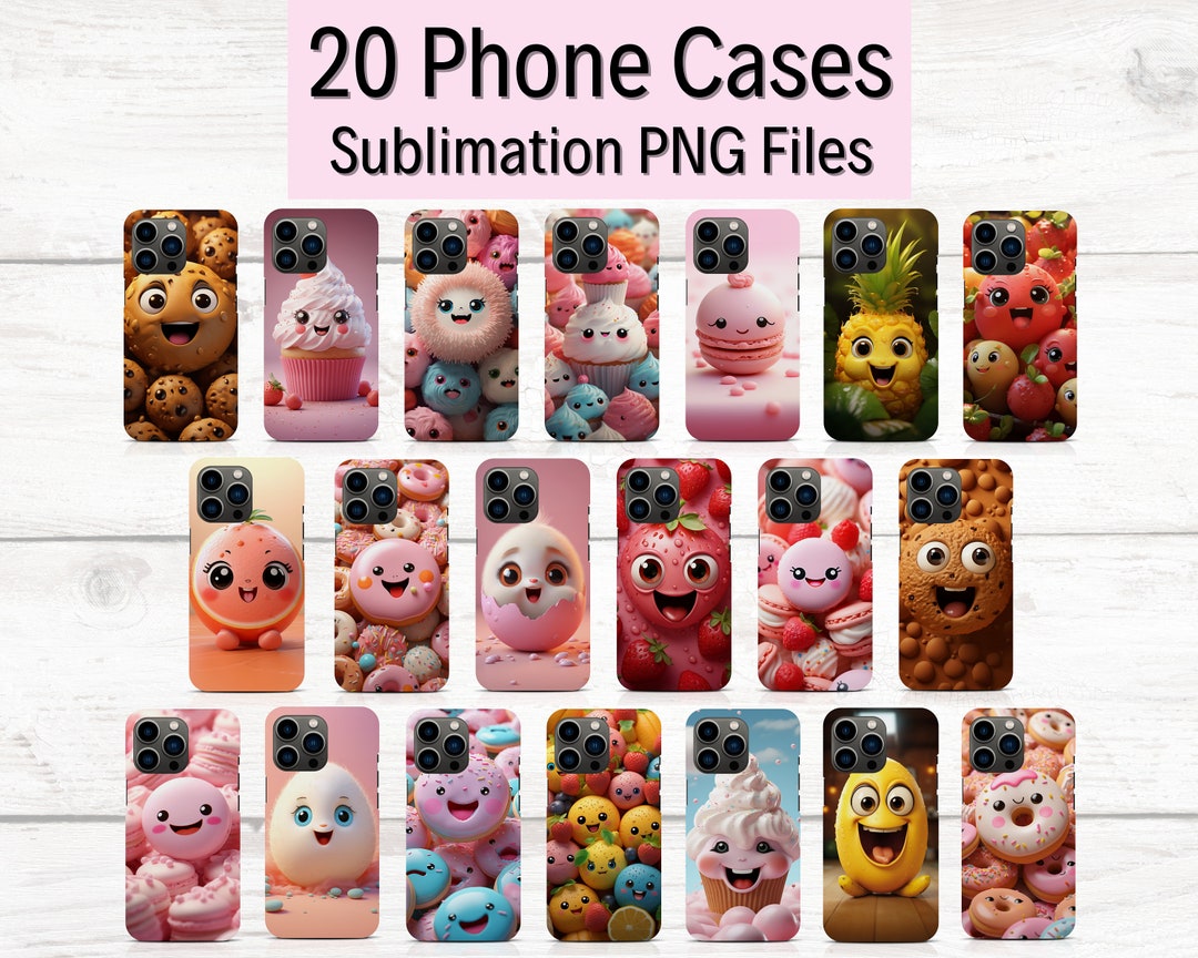 3D Kawaii Food Sublimation Phone Cases, 20 Phone Case Bundle, iPhone ...