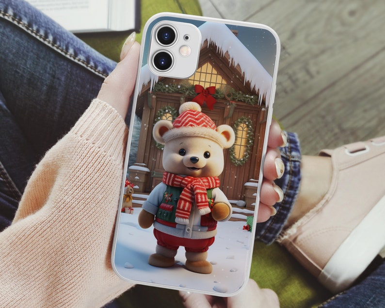 3D Cute Bear Sublimation iPhone Case, Christmas Phone Case PNG, Bear ...