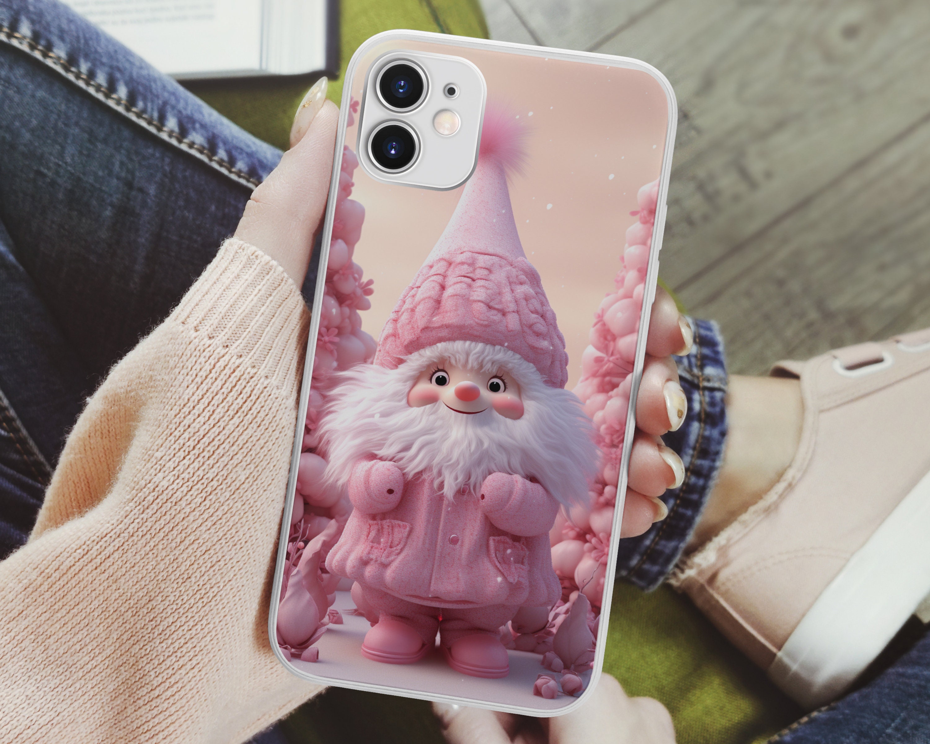 3D Cute Pink Gnome PNG, Gnome Birthday Gift for Her, Winter Gnome Phone ...