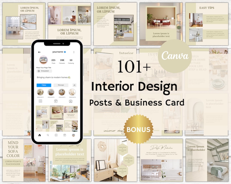 Interior Design Instagram Templates, Minimalist Interior Design Posts ...