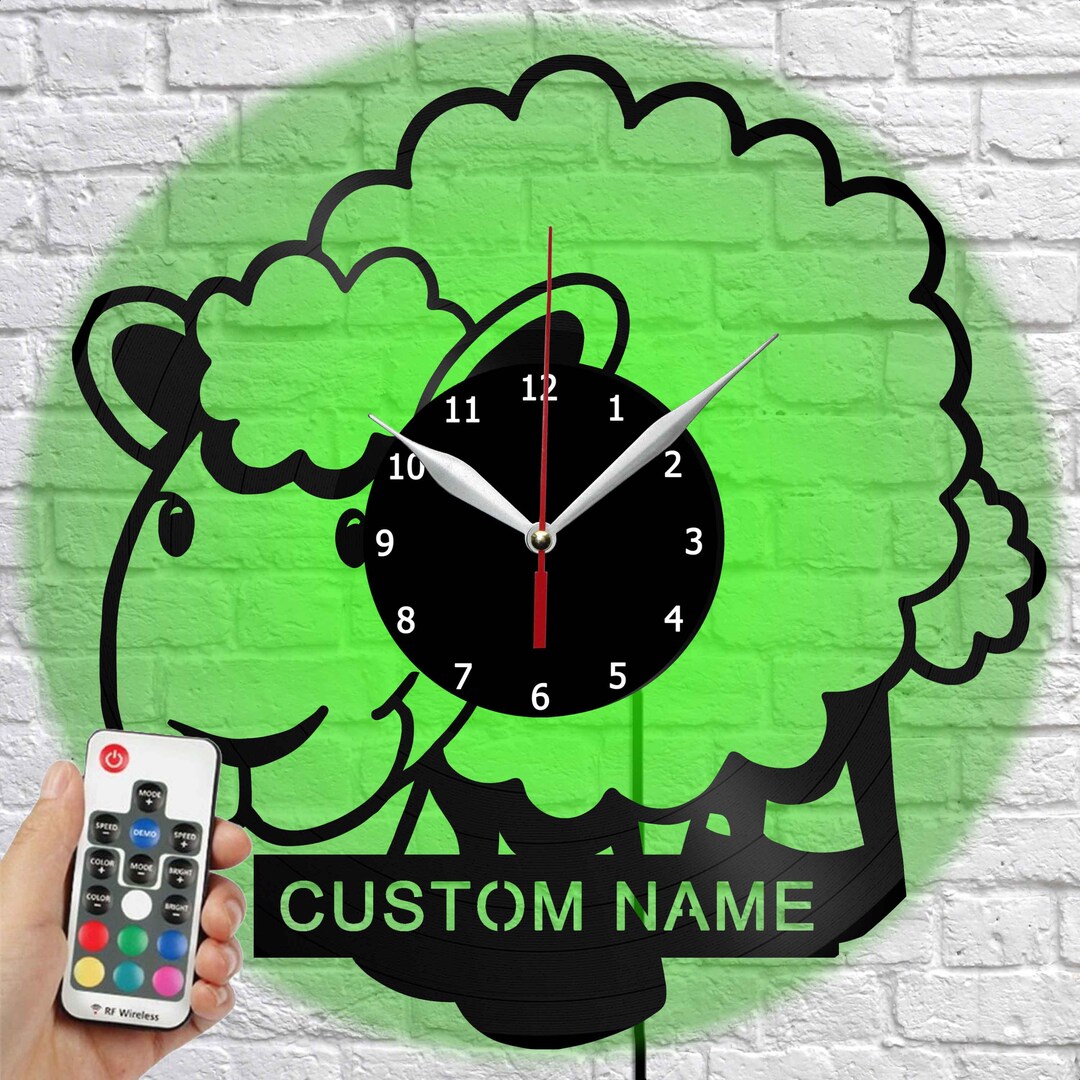 Sheep Clock Personalized Name With LED Light Clock Art Home Decor Light ...