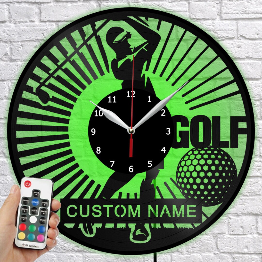 Golf Golfer Vinyl Clock With LED Light Wall Clock Art Decor Home Light ...