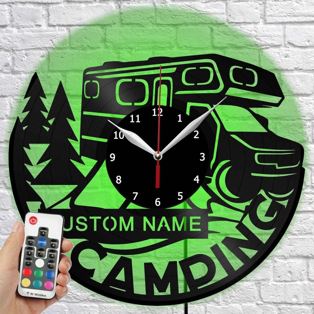 Camper Personalized Clock With LED Light Clock Art Home Decor Light ...