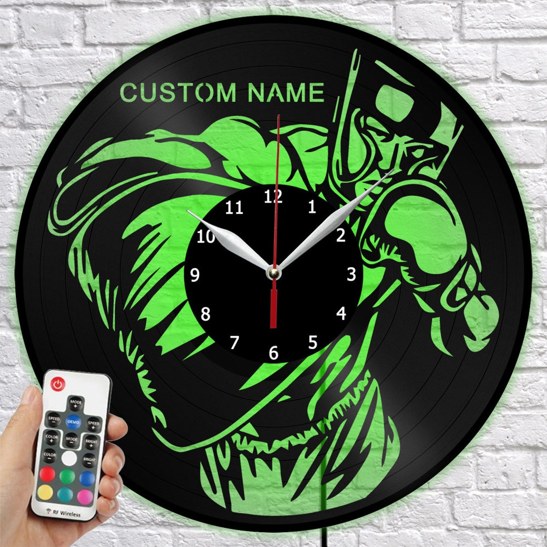 Boxing Vinyl Clock With LED Light Wall Clock Art Decor Home Light Vinyl ...