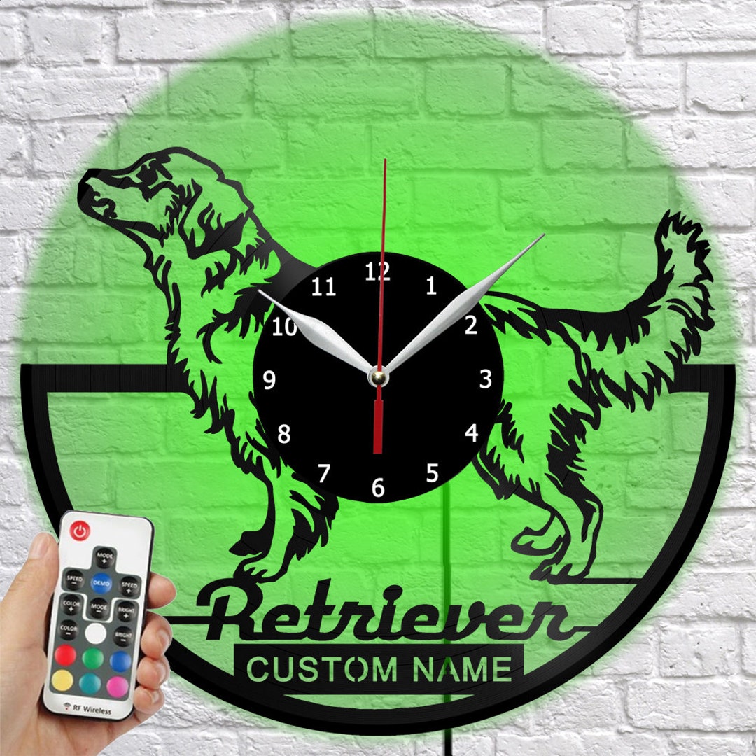Golden Retriever Vinyl Clock With LED Light Wall Clock Art Decor Light ...