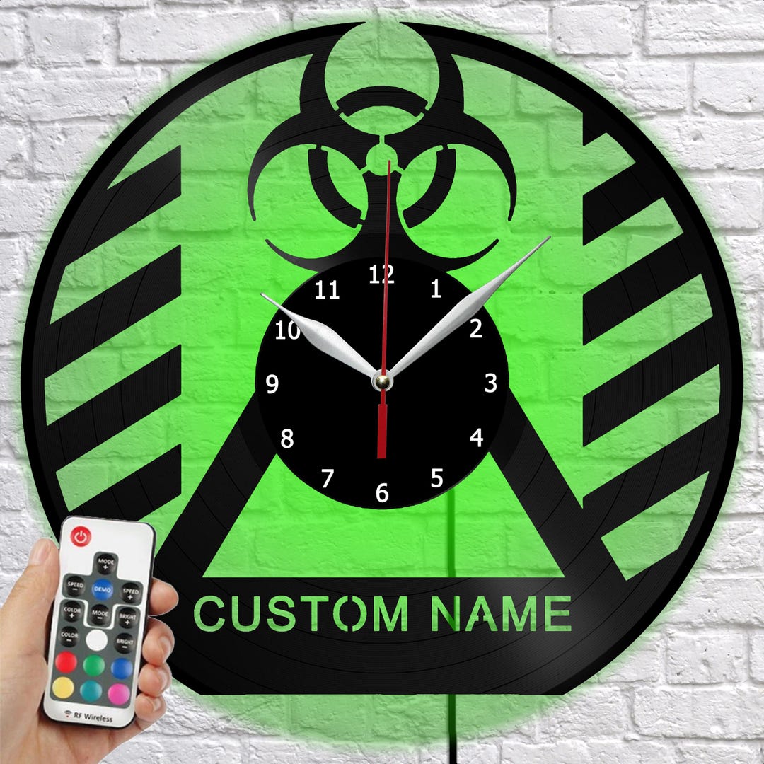 Biohazard Personalized Clock With LED Light Clock Art Home Decor Light ...