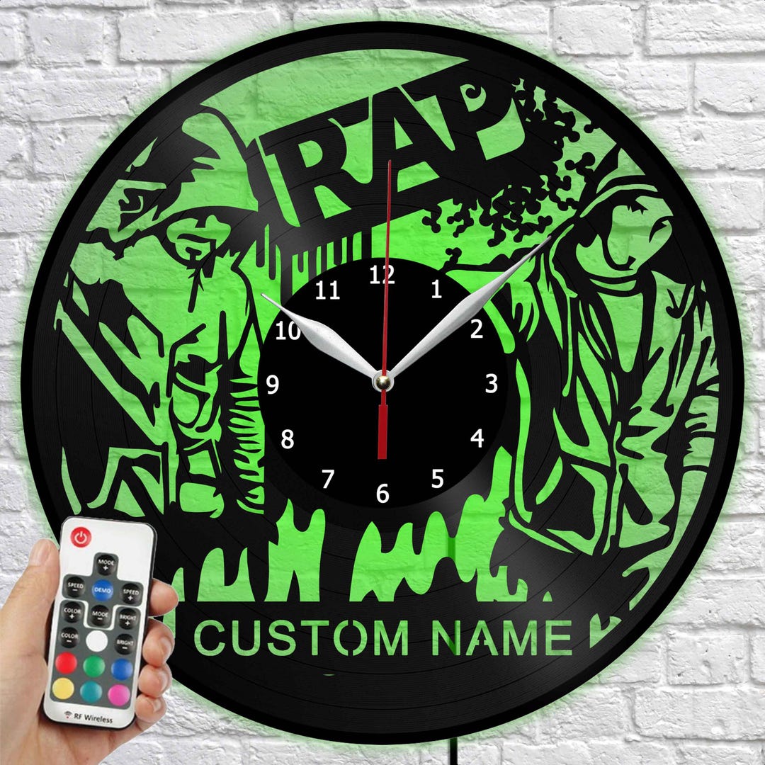 Rap Music Custom Name Clock With LED Light Vinyl Wall Clock Art Home ...