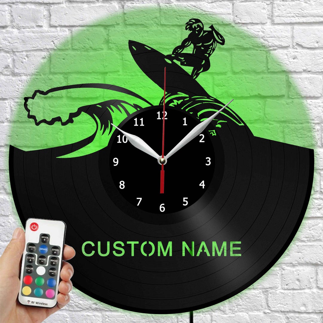 Surfer Clock Personalized Name With LED Light Clock Home Decor Light ...