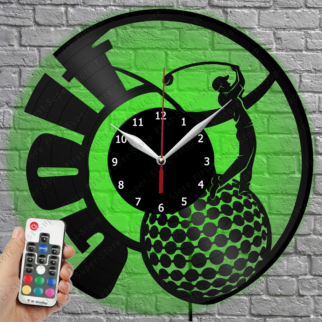 Golf Golfer Vinyl Clock With LED Light Vinyl Wall Clock Art Home Decor ...