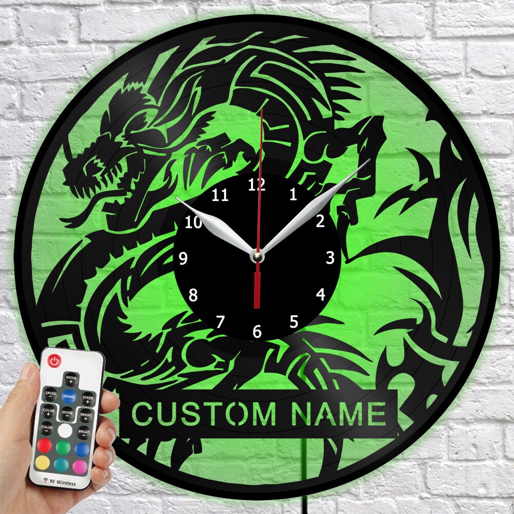 Custom Dragon Clock With LED Light Wall Clock Art Home Decor - Etsy