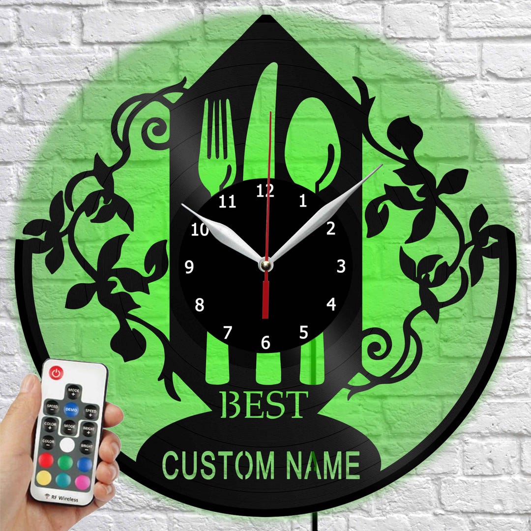 Chef Clock Personalized Name With LED Light Clock Art Home Decor Light ...