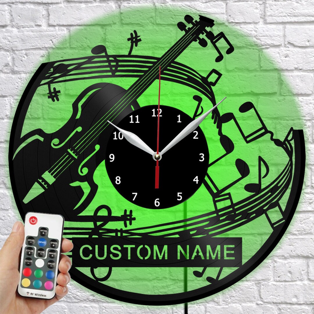 Violin Vinyl Clock With LED Light Wall Clock Art Decor Light Vinyl ...