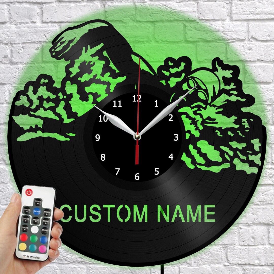 Swimming Custom Name Clock With LED Light Clock Art Home Decor Light ...