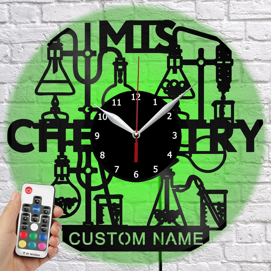 Chemist Personalized Clock With LED Light Clock Art Home Decor Light ...