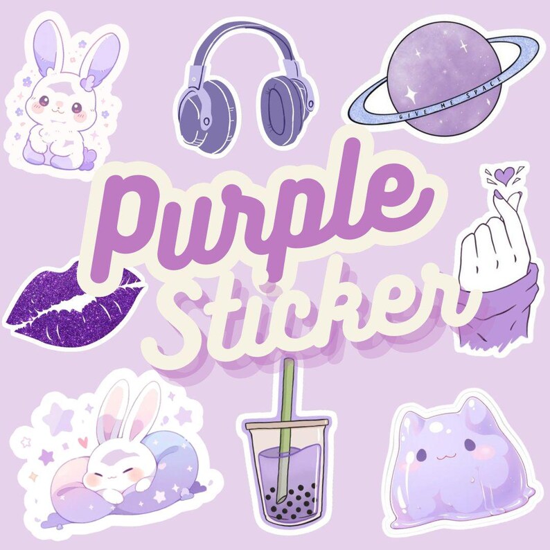 Purple Sticker Label Adhesive Decorative Vibrant Eye Catching Creative ...
