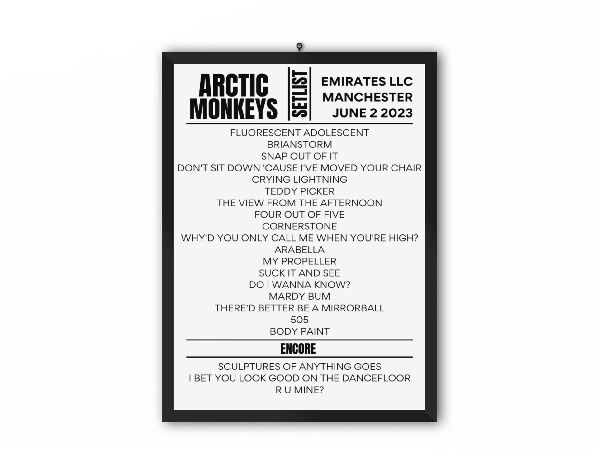 Arctic Monkeys Manchester June 2 2023 Replica Setlist premium Glossy ...