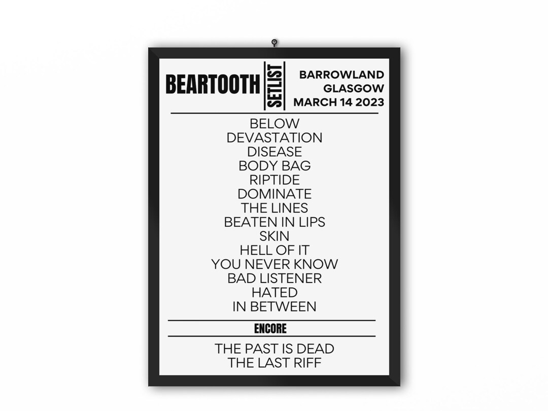 Beartooth Glasgow Setlist March 2023 premium Glossy 200gsm Print - Etsy