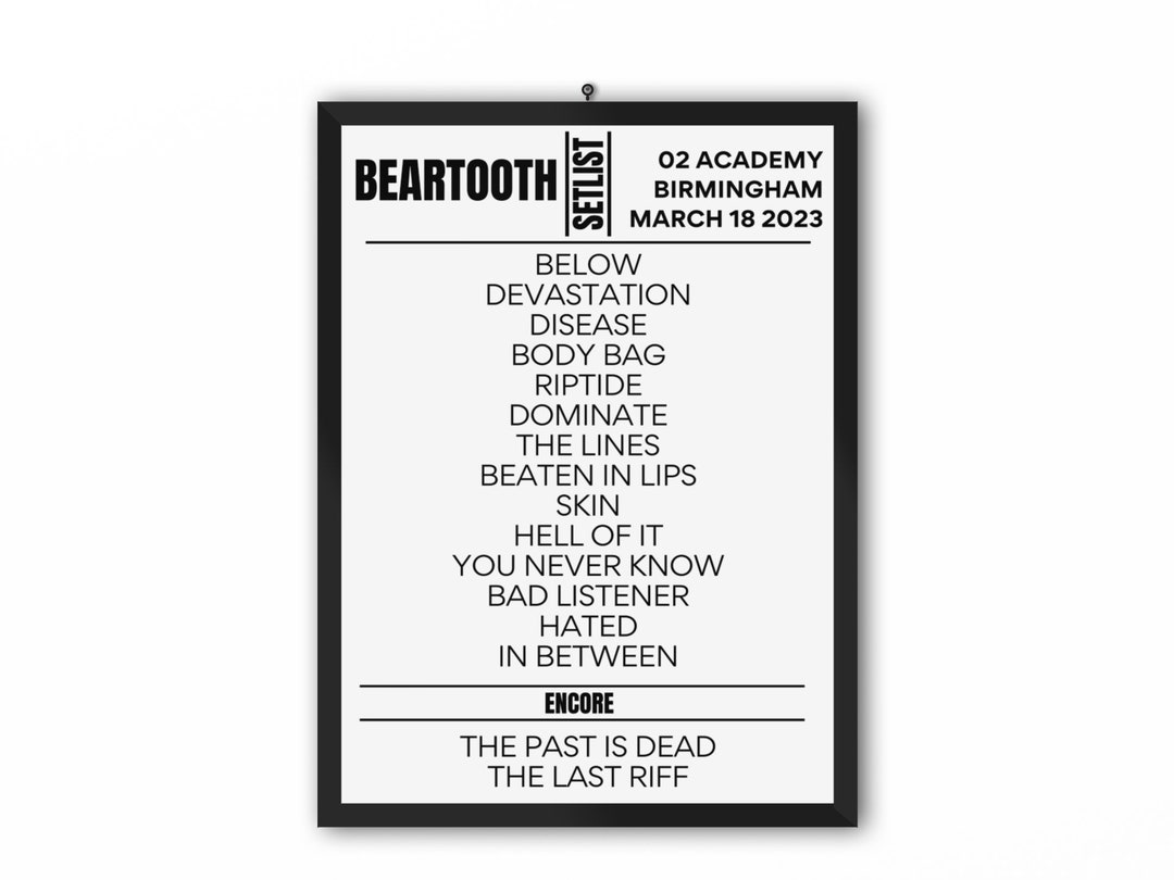 Beartooth Birmingham Setlist March 2023 premium Glossy 200gsm - Etsy