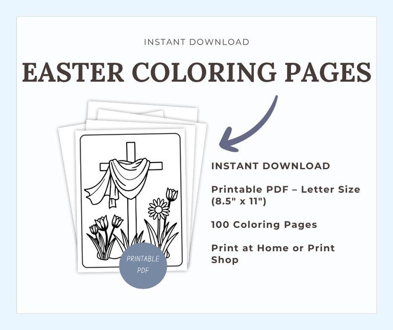 Christian Easter Coloring Pages for Kids, 100 Pages (digital Download ...