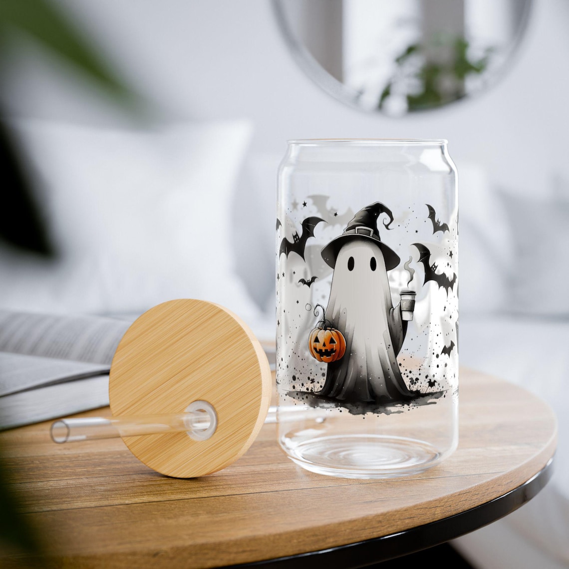 Halloween Ghost Sipper Glass: 16oz Spooky Season Drinkware - Etsy