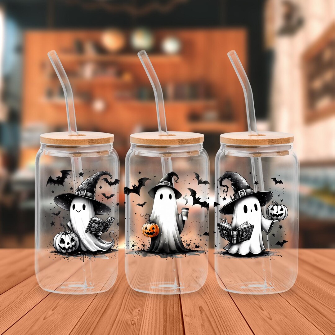 Halloween Ghost Sipper Glass: 16oz Spooky Season Drinkware - Etsy