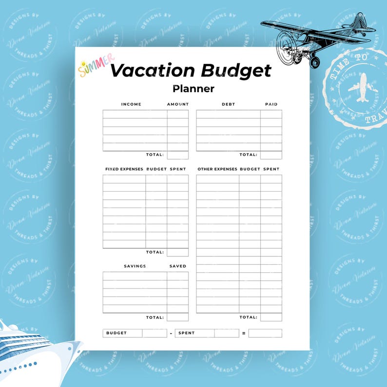 Summer Vacation Planner Bundle, Travel Itinerary, Budget, Road Trip ...