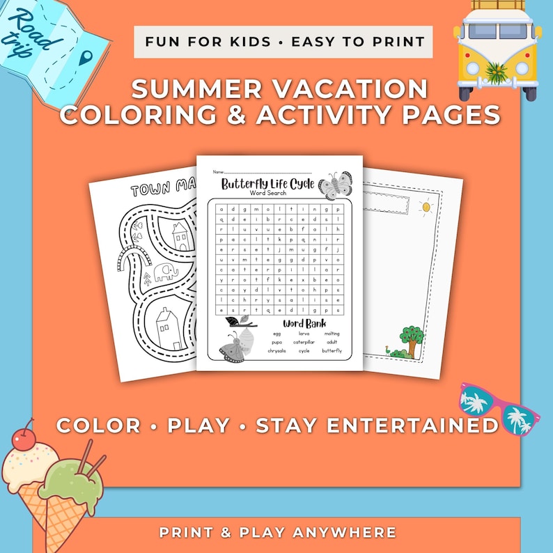 Summer Vacation Planner Bundle, Travel Itinerary, Budget, Road Trip ...