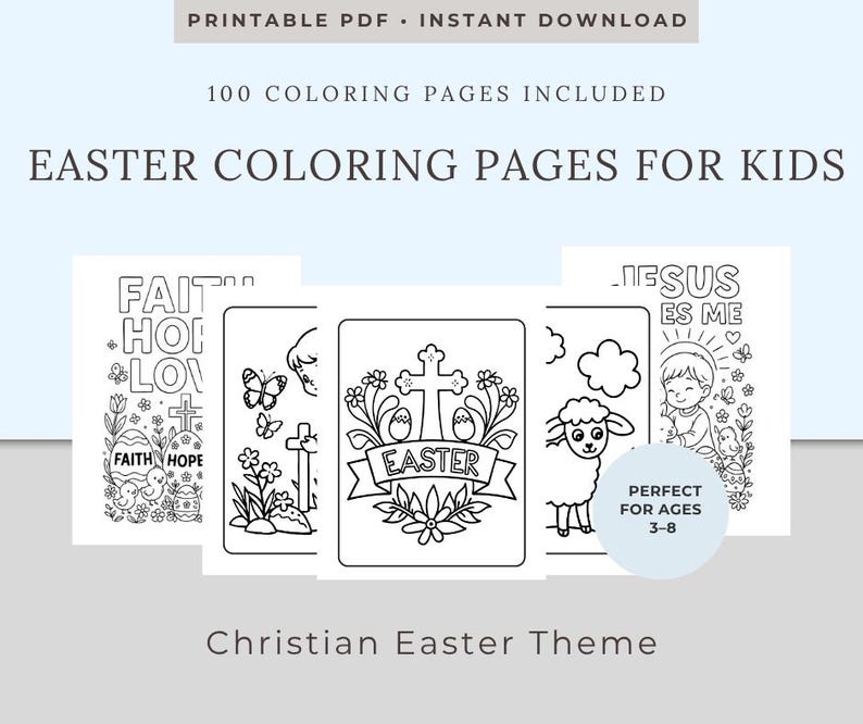 Christian Easter Coloring Pages for Kids, 100 Pages (digital Download ...