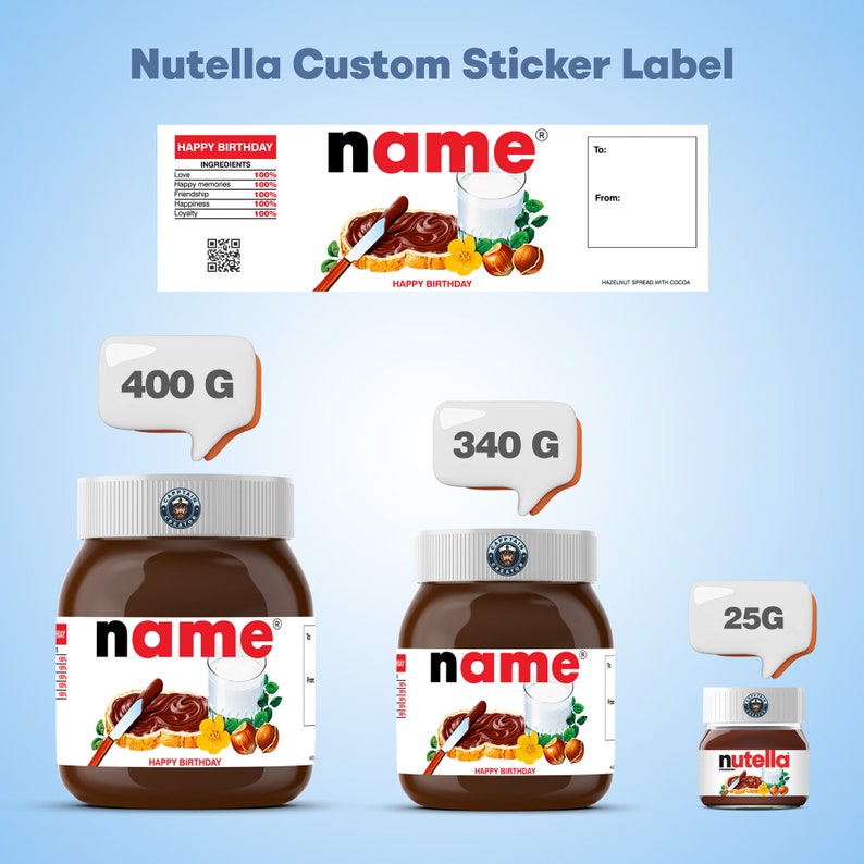 Personalised Nutella Chocolate, Funny Gift, Printed Decals, Valentine ...