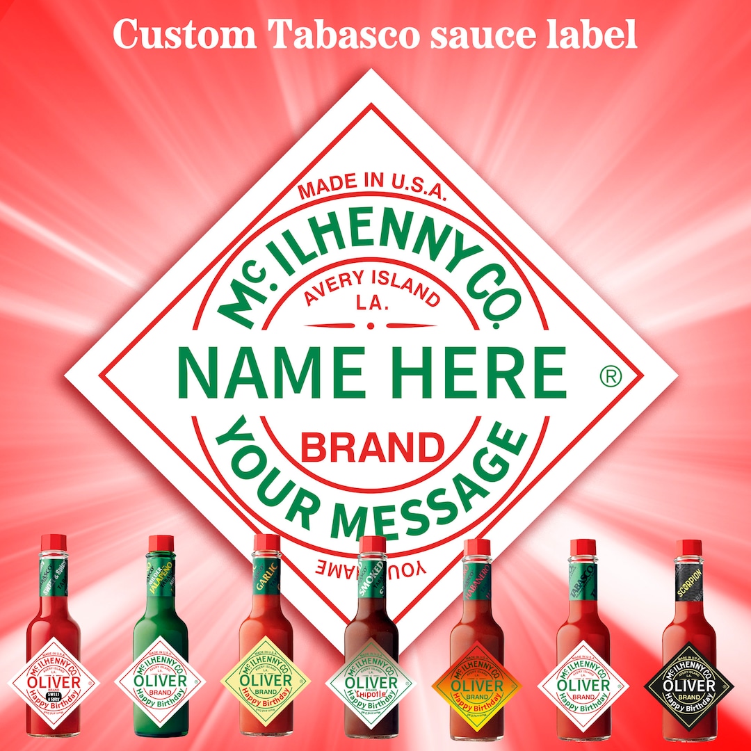 Personalised Tabasco Sauce Labels With Name, Gift Idea and Funny ...