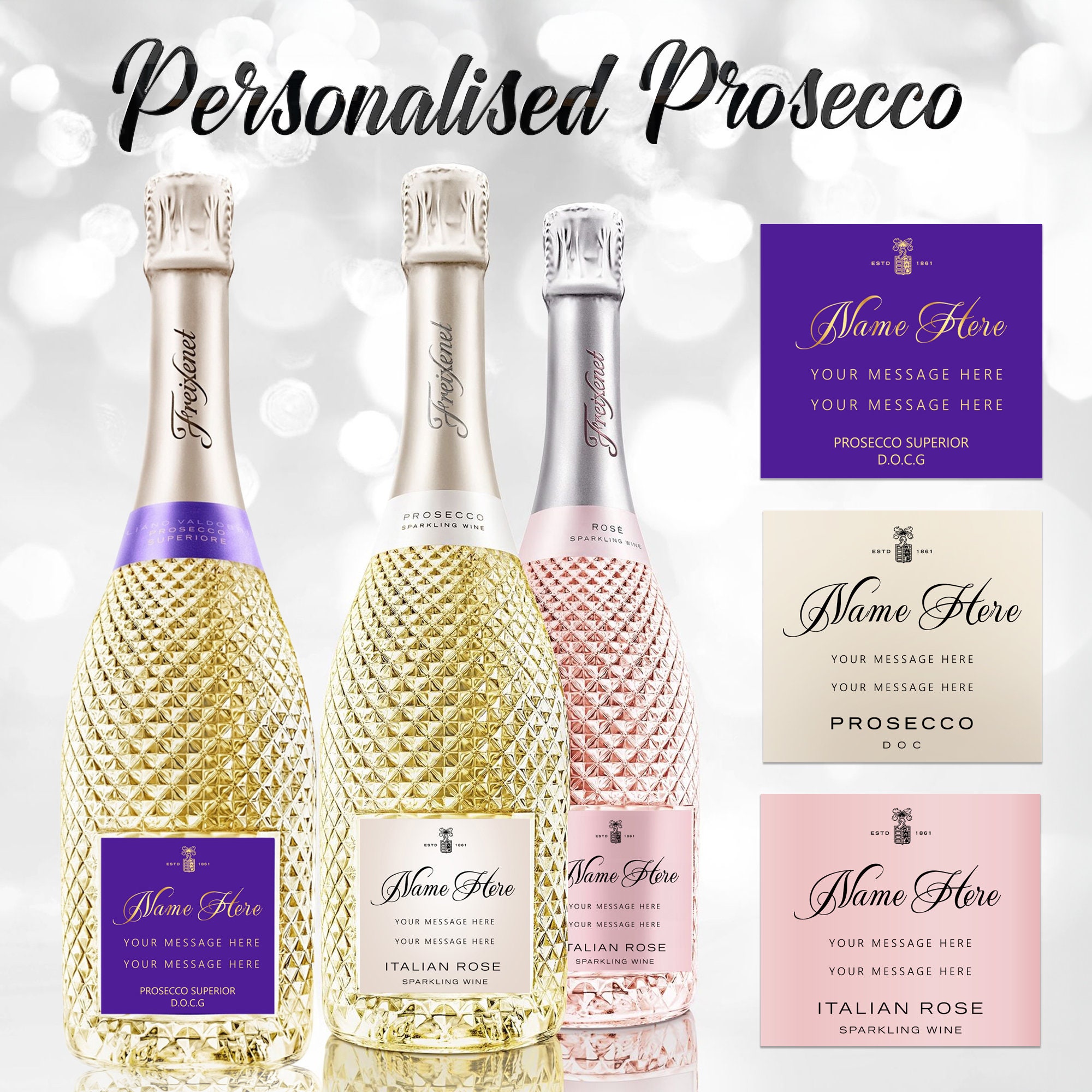 Personalised Prosecco Champagne Wine Label for Gift, Gift Idea and ...