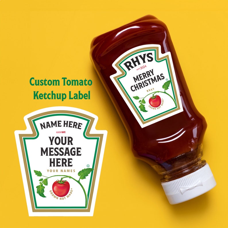 Personalised Tomato Ketchup, Sauce Label Vinyl, Sticker Funny, Gift ...