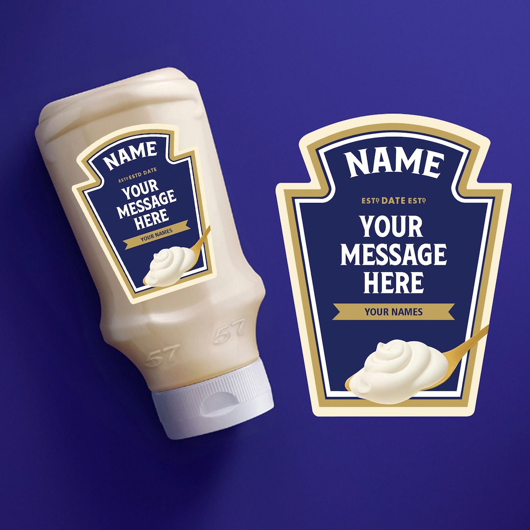 Personalised Mayonnaise Label, Custom Mayonnaise Sauce Label With Name ...
