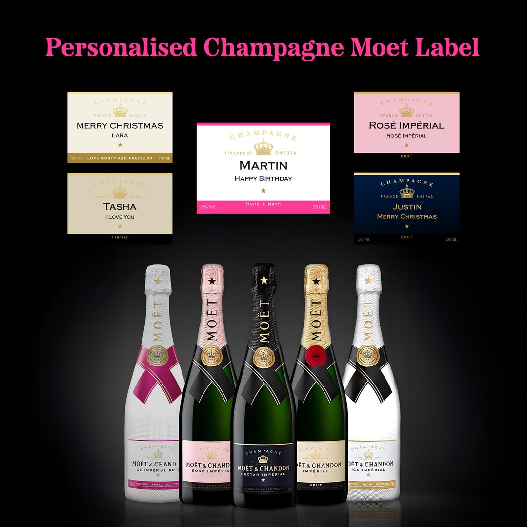 Personalised Champagne Moet Wine Label, Custom Champagne Label With 5 ...