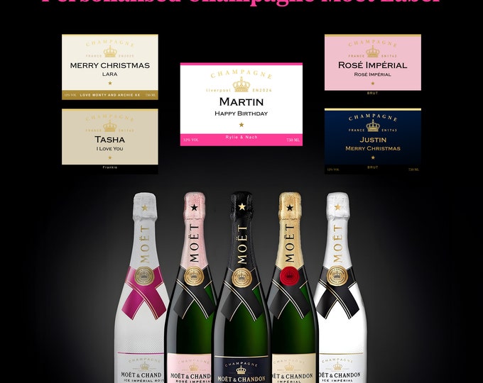 Personalised Champagne Moet Wine Label, Custom Champagne Label With 5 ...