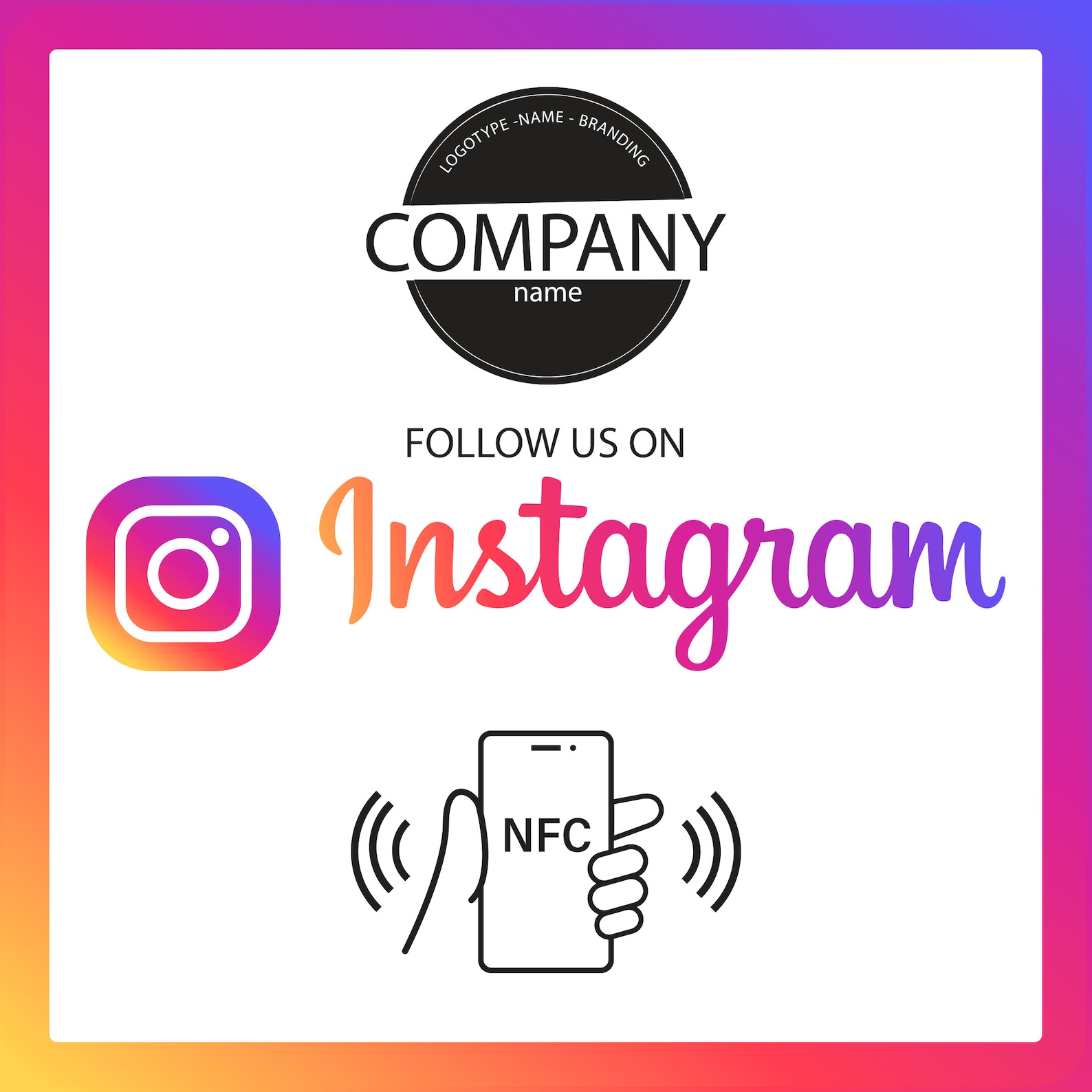 NFC Instagram Sticker With Your Logo, Custom Instagram Lable With Name ...