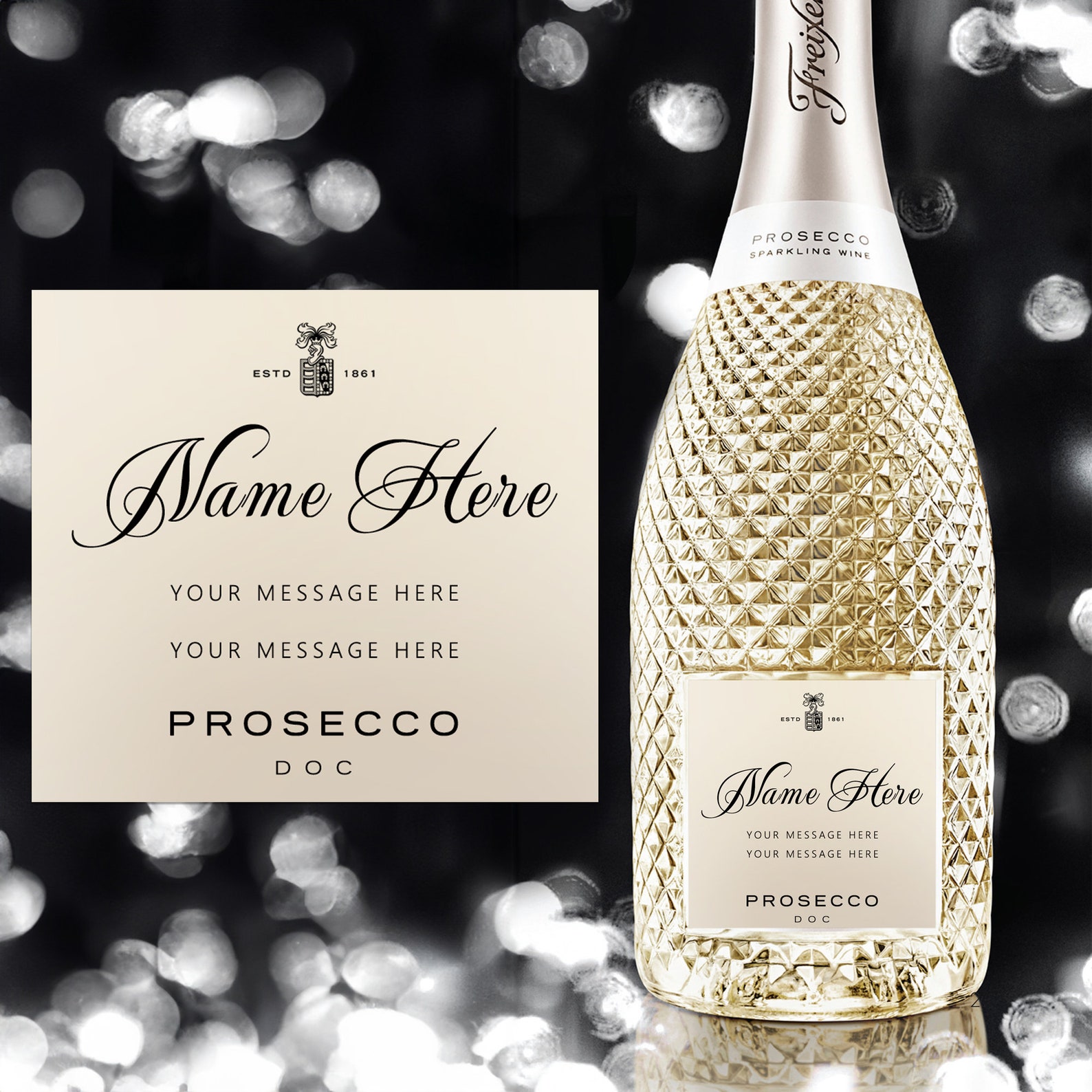 Personalised Prosecco Champagne Wine Label for Gift, Gift Idea and ...