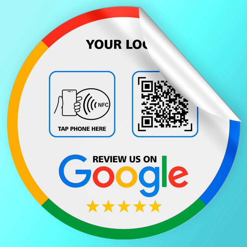 NFC Google Review Sticker With Your Logo, Custom Circle QR Code Lable ...