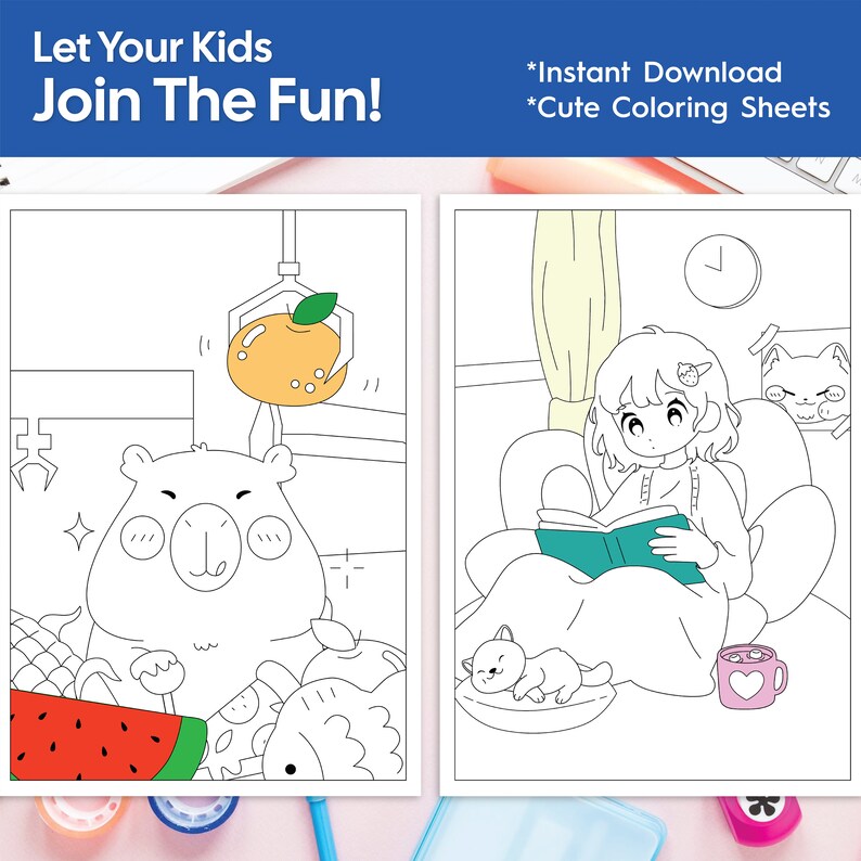 5 Printable Coloring Sheets for Kids, Toddlers, Preschoolers, Cute ...