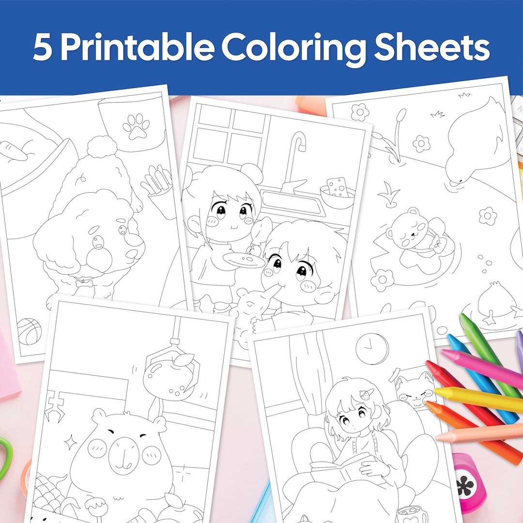5 Printable Coloring Sheets for Kids, Toddlers, Preschoolers, Cute ...