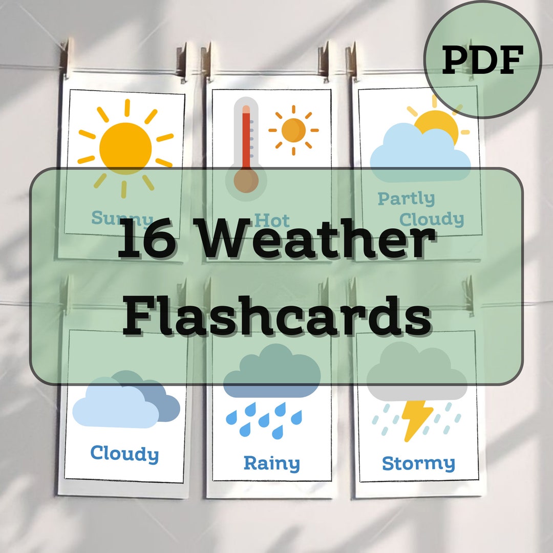 16 Weather Flashcards for Kids Homeschool Montessori Learning - Etsy