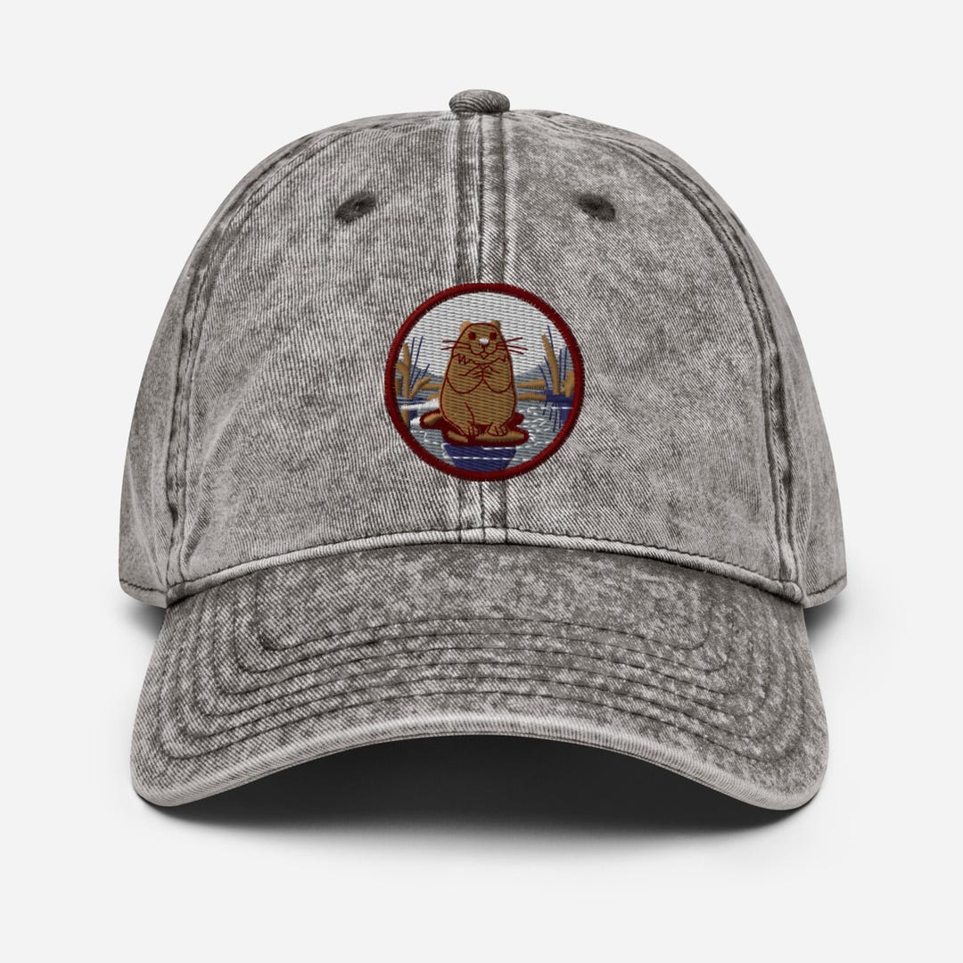Beaver Embroidered Dad Hat: Vintage Cotton Twill Baseball Cap - Etsy