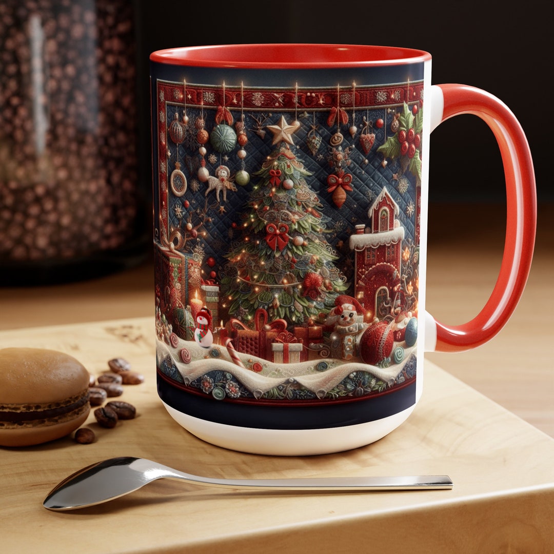 Two-tone Christmas Coffee Mug: Unique 15oz Ceramic Design - Etsy