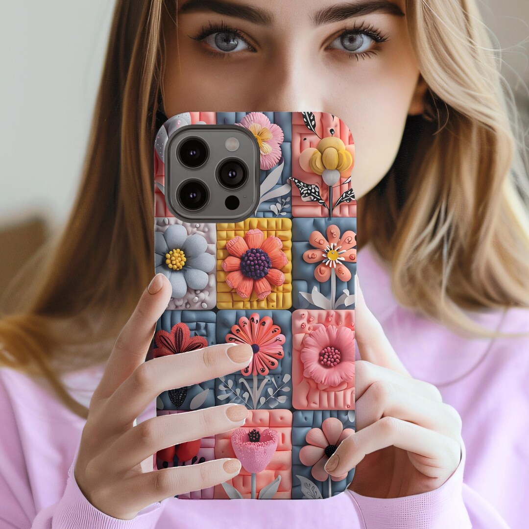 Scandinavian Floral Puffy Phone Case, Trendy Design - Etsy
